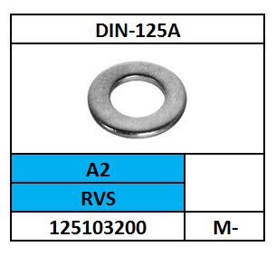 VLAKKE SLUITRING 2XD M-1,6 RVS-A2 ISO7089-D125A
